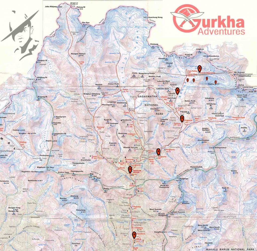 Nuptse Expedition Map - Gurkha Adventures